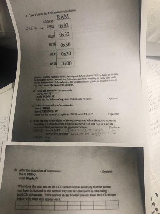 Solved Take a look at the RAM memory table below. Assume | Chegg.com
