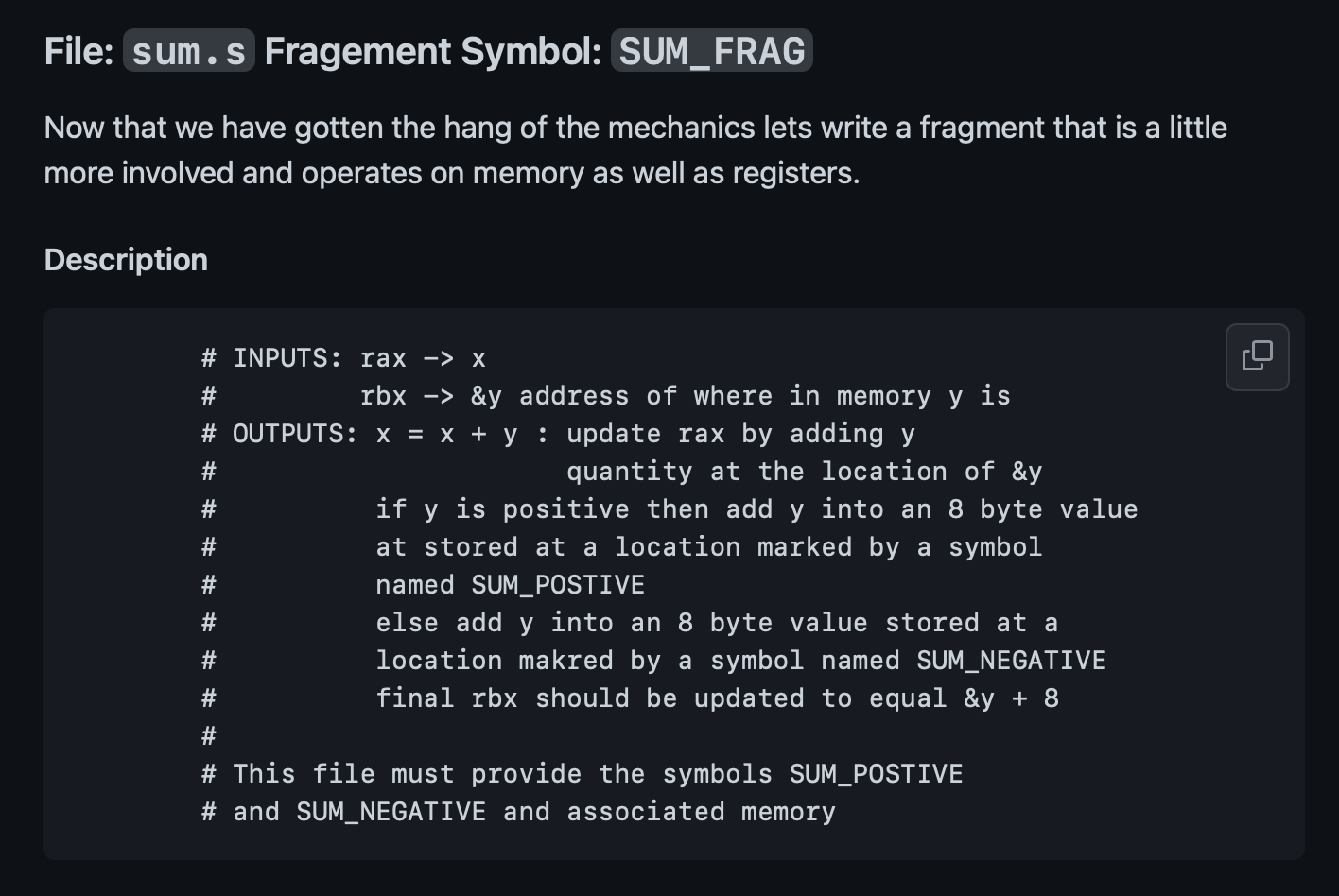 Solved Writing a simple assembly fragment 'sum.s' in C | Chegg.com