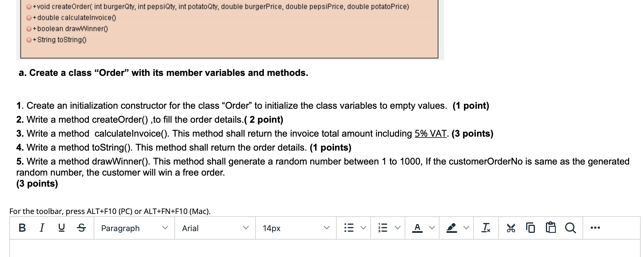 Solved The following UML class diagram is for a restaurant | Chegg.com