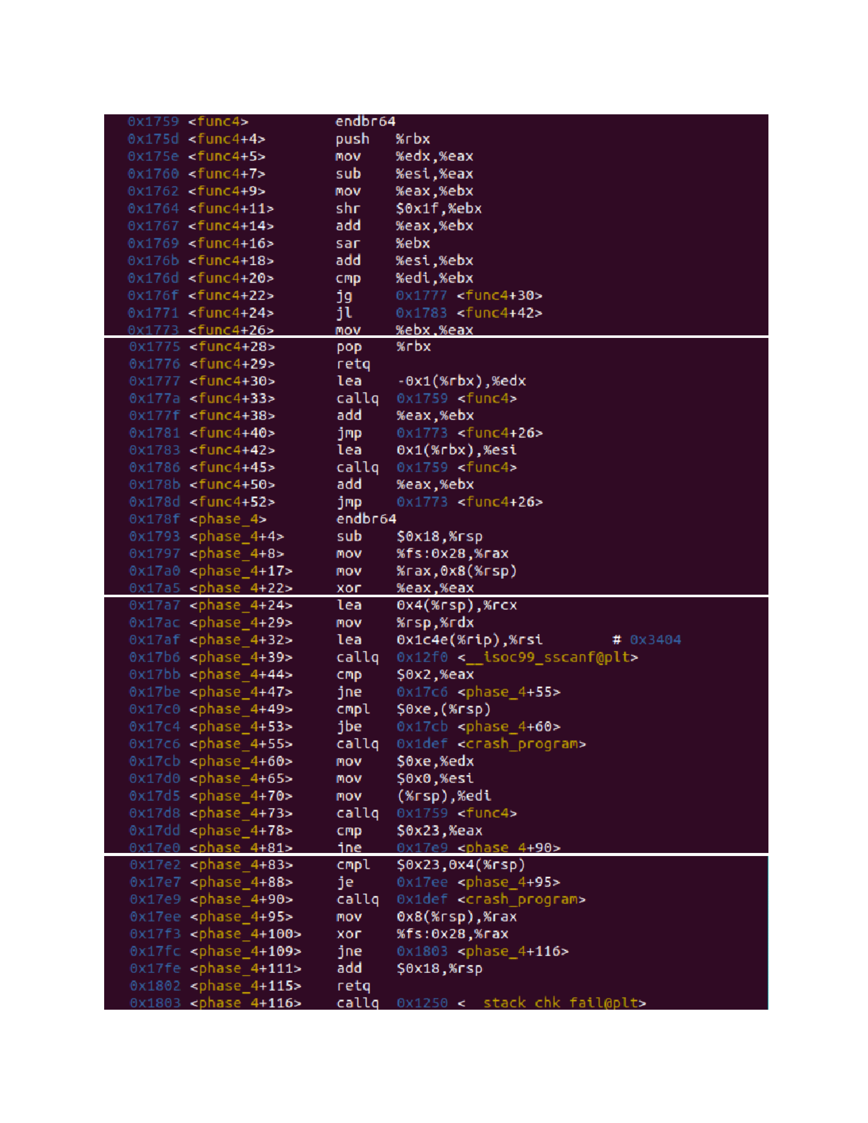 Solved Here is gdb c code of a locked phase, I am not sure | Chegg.com
