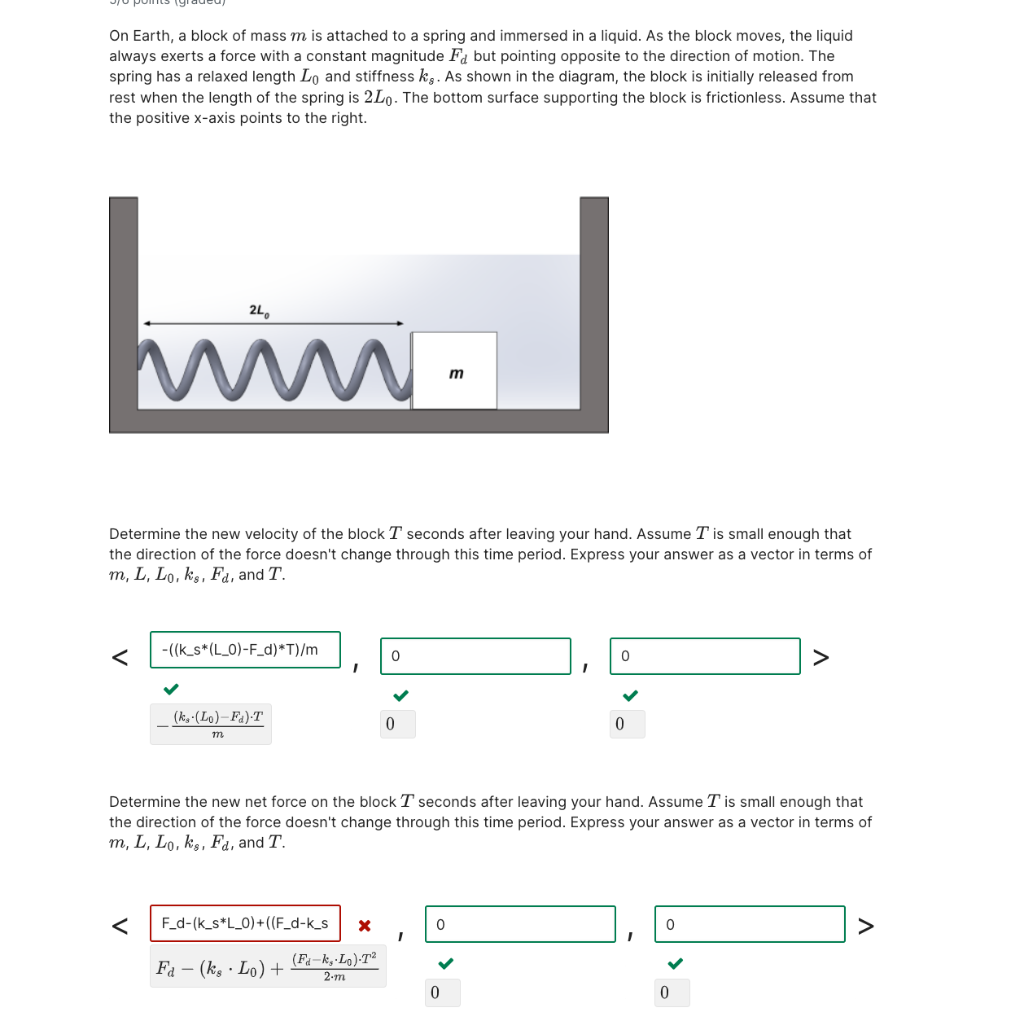Solved Determine the new net force of the block T seconds | Chegg.com