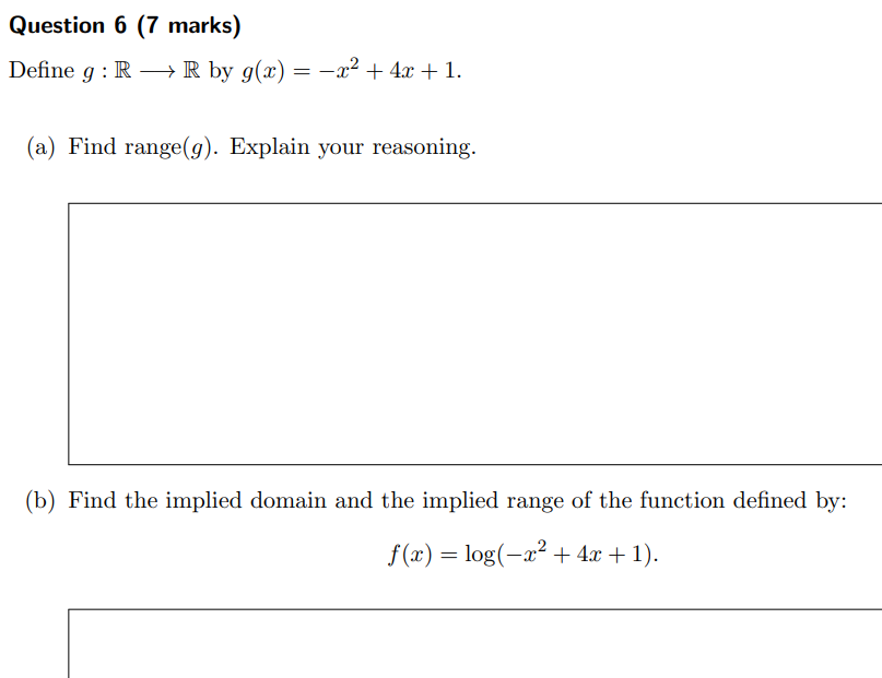 Solved Define g:R R by g(x)=−x2+4x+1. (a) Find range (g). | Chegg.com