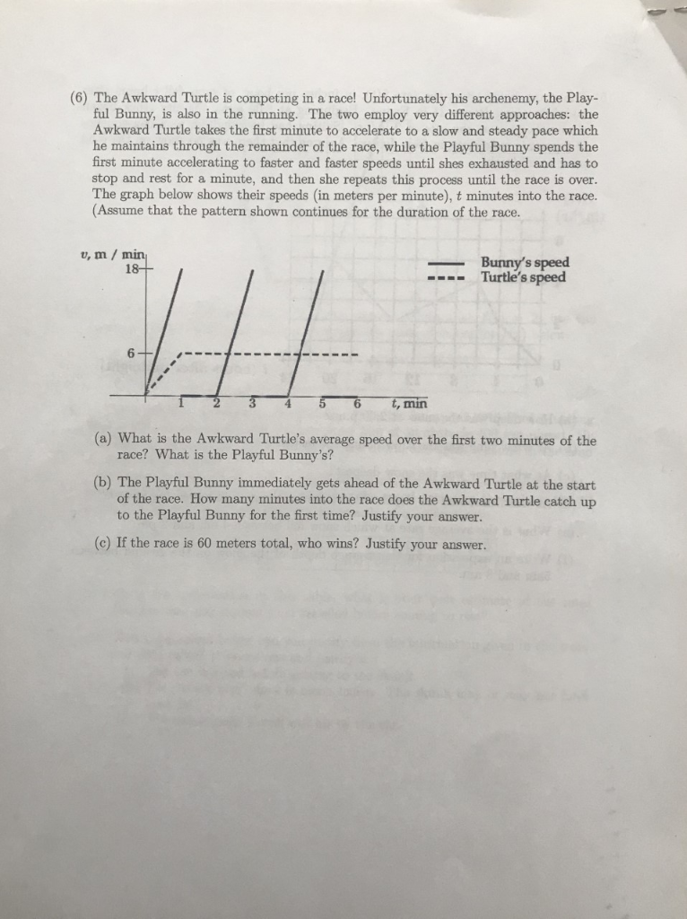 Solved (6) The Awkward Turtle is competing in a race! | Chegg.com