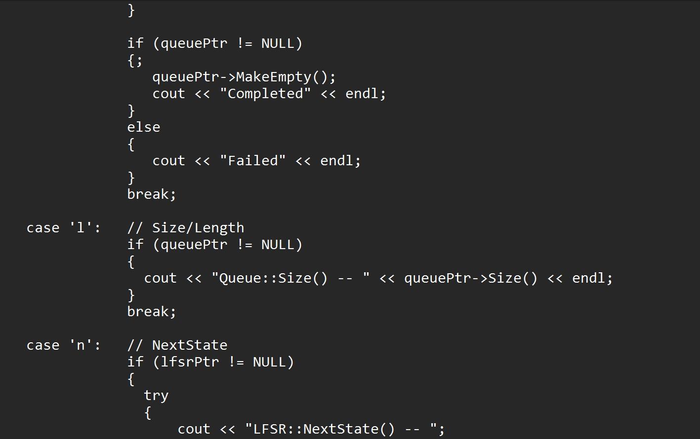 Solved Please create the C++ codes for the lfsr.cpp class | Chegg.com
