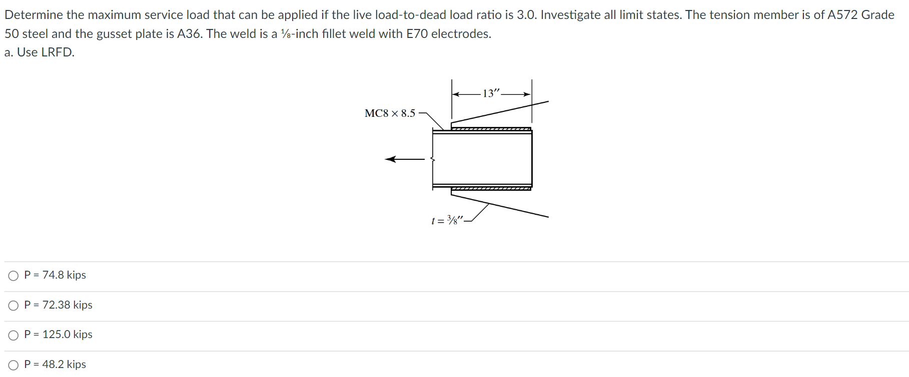 Solved Determine the maximum service load that can be | Chegg.com