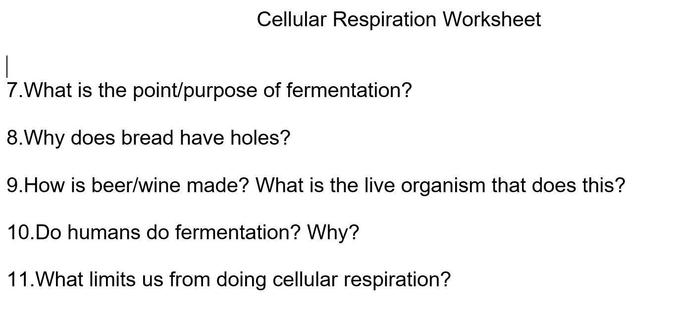 Solved Cellular Respiration Worksheet 7. What is the | Chegg.com