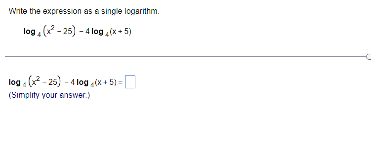 Solved Write the expression as a single logarithm. | Chegg.com