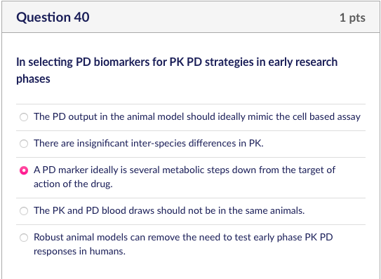Solved In selecting PD biomarkers for PK PD strategies in | Chegg.com