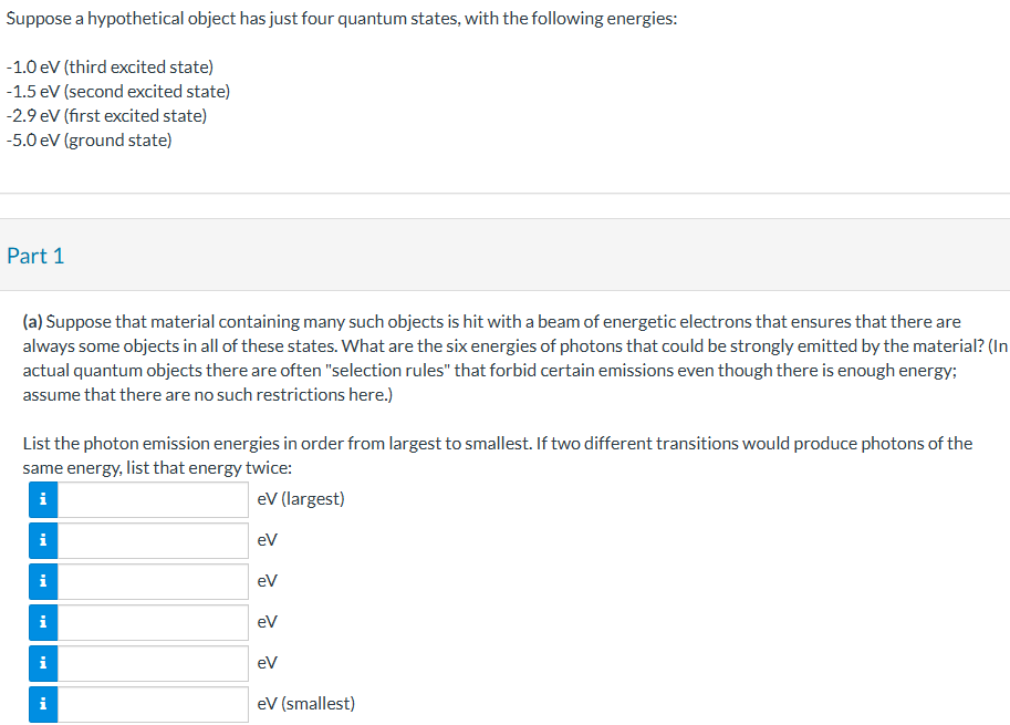 Solved Suppose a hypothetical object has just four quantum | Chegg.com