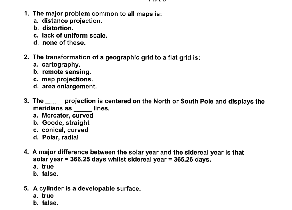 Solved 1. The major problem common to all maps is: a. | Chegg.com