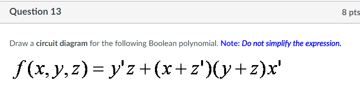 Solved 8 pts Question 13 Draw a circuit diagram for the | Chegg.com