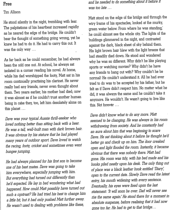 SHORT STORY CRITIQUE Text provided: ‘Free’ Authors | Chegg.com