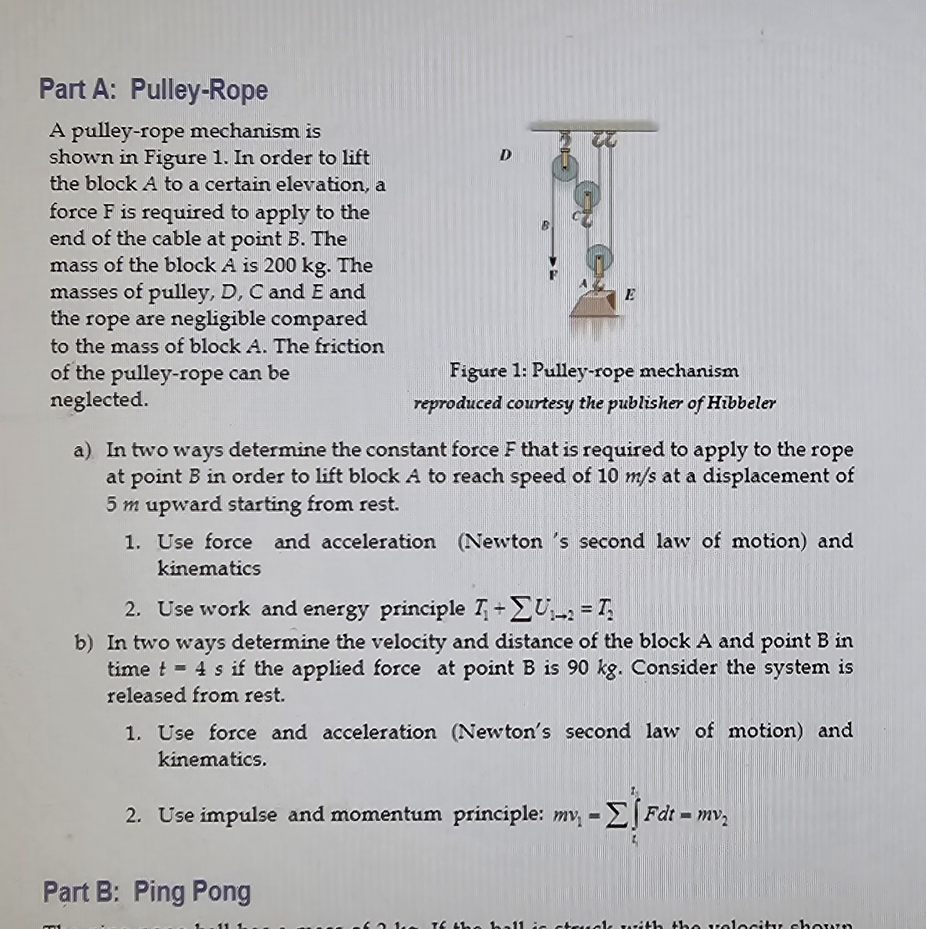 Solved Part A: Pulley-Rope A pulley-rope mechanism is shown | Chegg.com