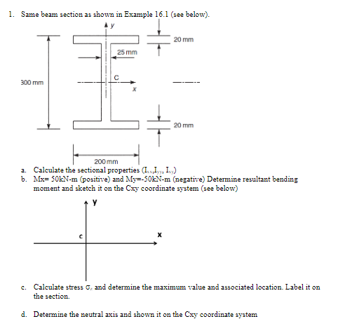Solved 1. Same beam section as shown in Example 16.1 (see | Chegg.com