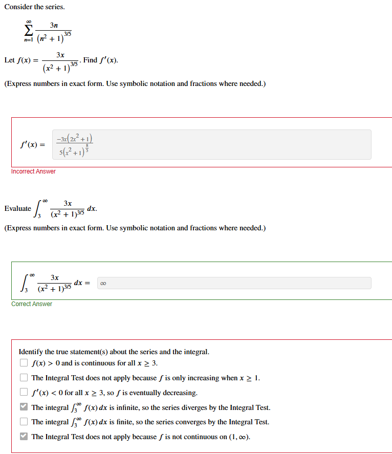 Solved Consider the series.∑n=1∞3n(n2+1)35Let | Chegg.com
