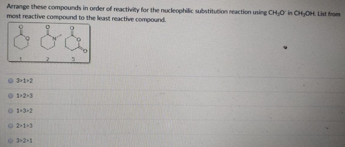 Solved Arrange these compounds in order of reactivity for | Chegg.com