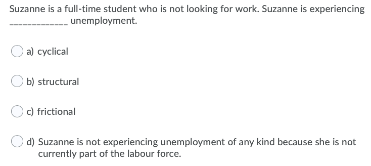 Solved Suzanne is a full-time student who is not looking for | Chegg.com