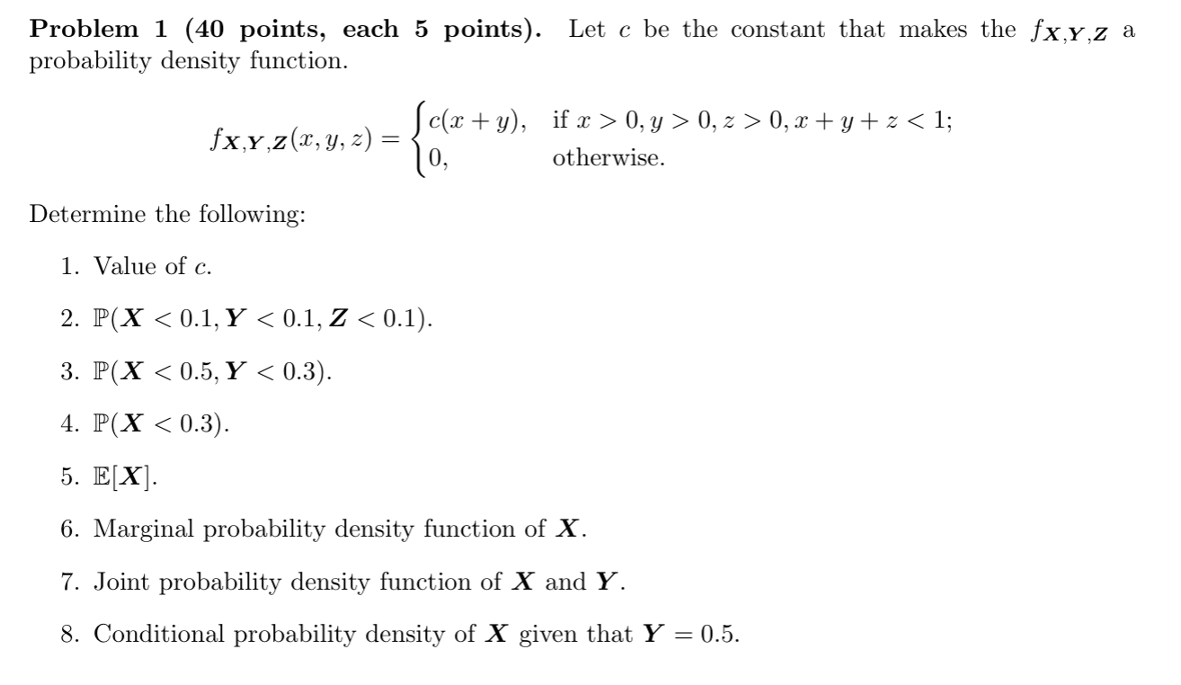Solved Problem 1 (40 points, each 5 points). Let c be the | Chegg.com Solved Problem 1 (40 points, each 5 points). Let c be the | Chegg.com