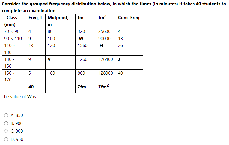 Solved Consider the grouped frequency distribution below, in | Chegg.com