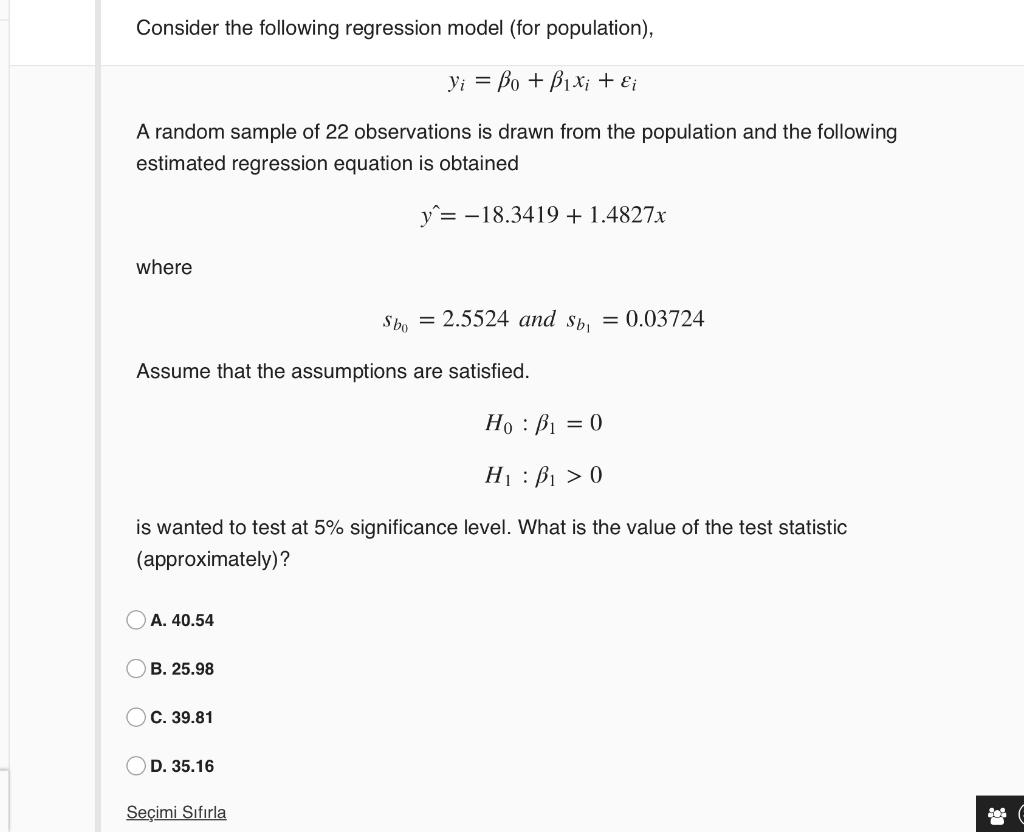 Solved Consider the following regression model (for | Chegg.com