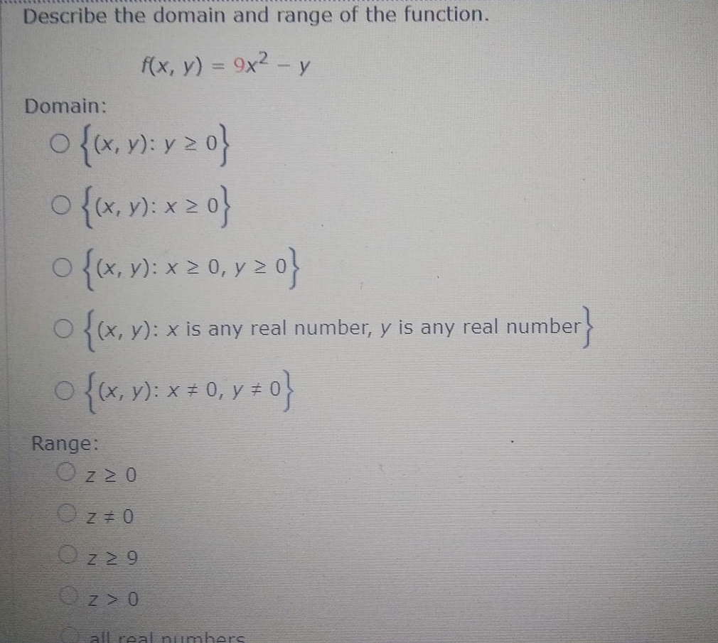 Solved Describe the domain and range of the function. f(x, | Chegg.com