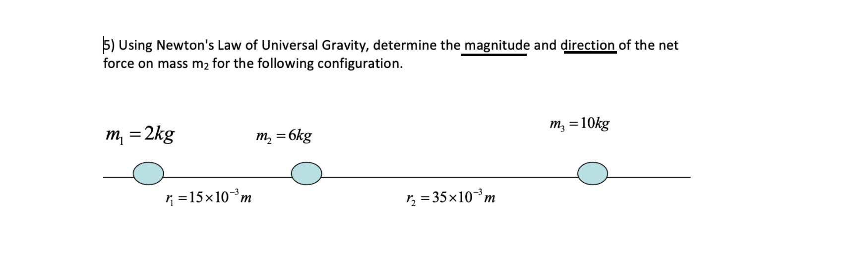 Solved 5) Using Newton's Law of Universal Gravity, determine | Chegg.com