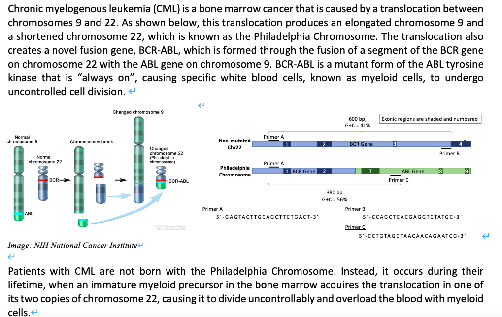 Solved Chronic myelogenous leukemia (CML) is a bone marrow | Chegg.com