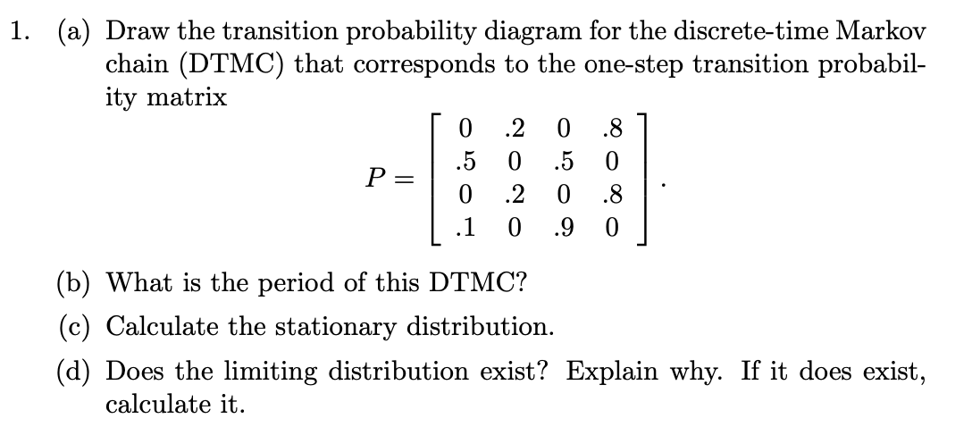 Solved (a) Draw the transition probability diagram for the | Chegg.com