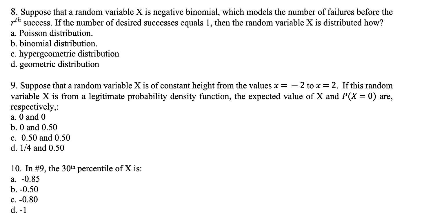 Solved 8. Suppose that a random variable X is negative | Chegg.com