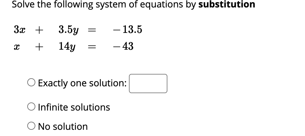 Solved Solve the following system of equations by | Chegg.com
