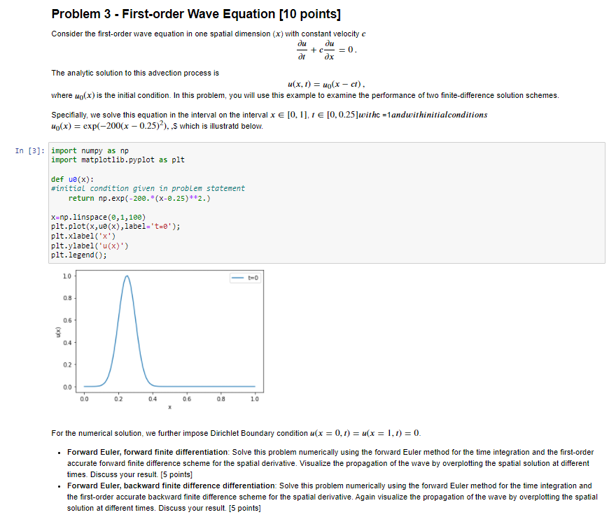 Solved du +C =0. дх Problem 3 - First-order Wave Equation | Chegg.com