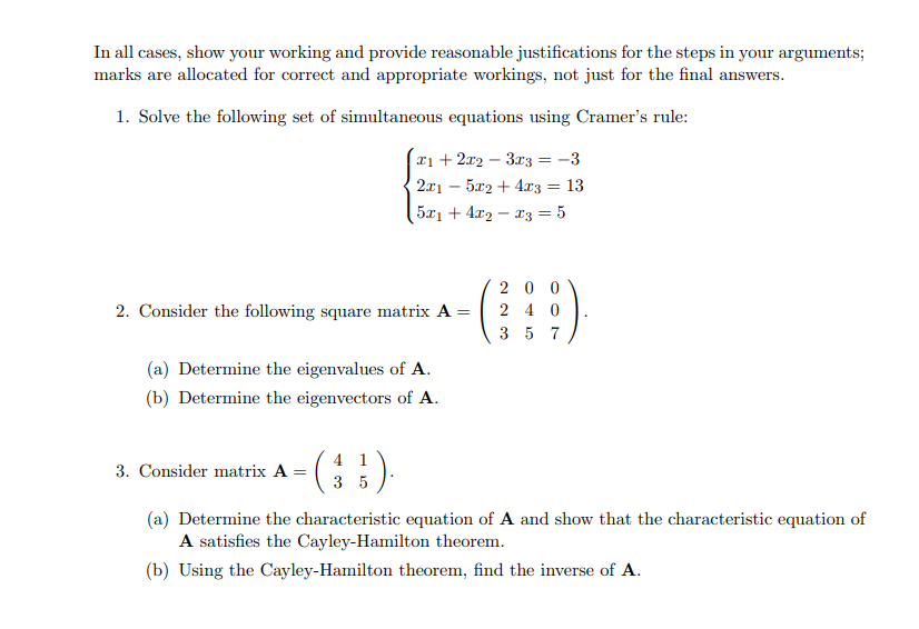 Solved In all cases, show your working and provide | Chegg.com