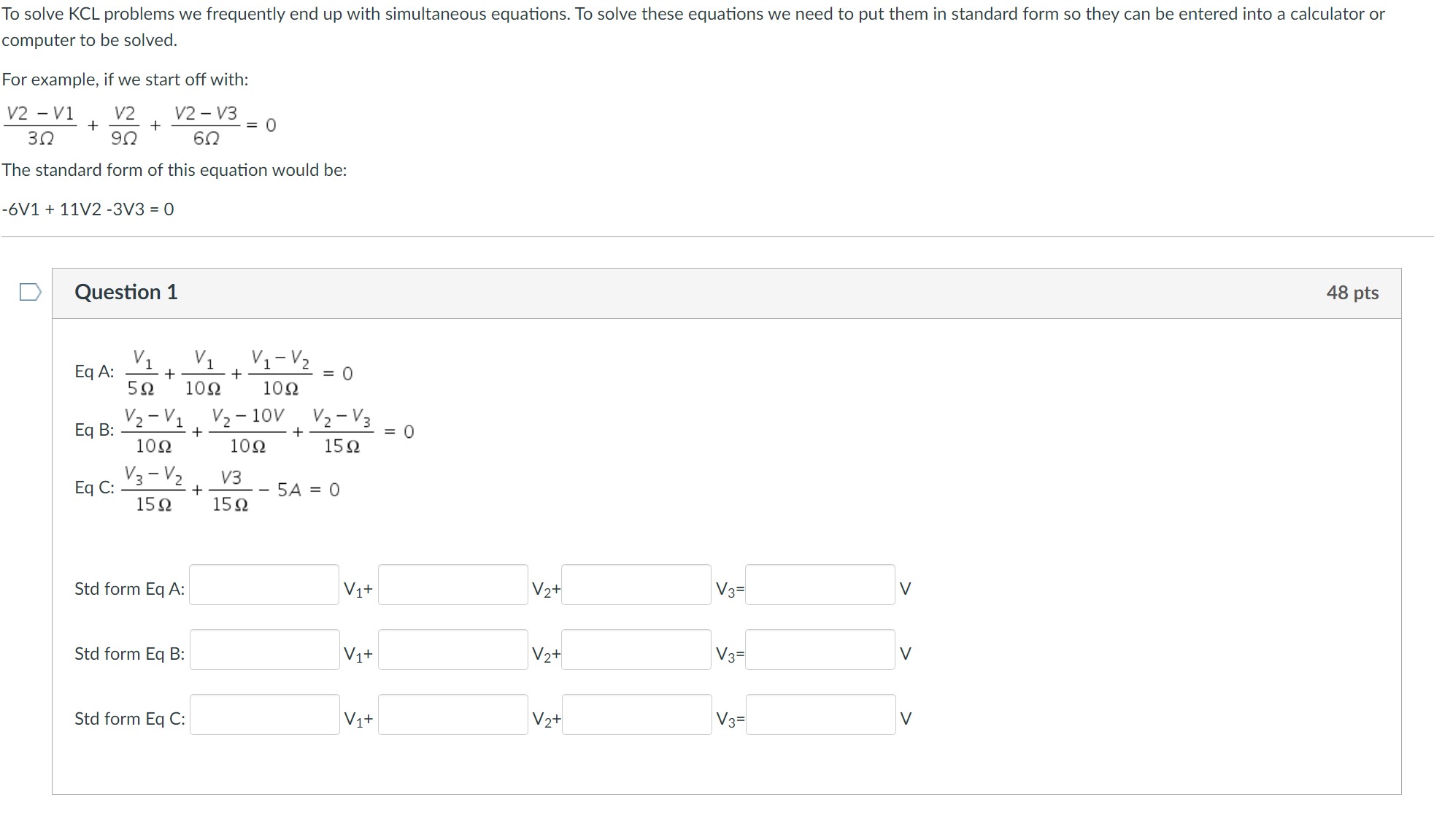 Solved To solve KCL problems we frequently end up with | Chegg.com