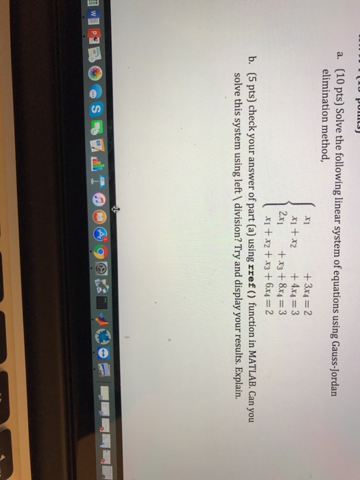 Solved (10 pts) Solve the following linear system of | Chegg.com
