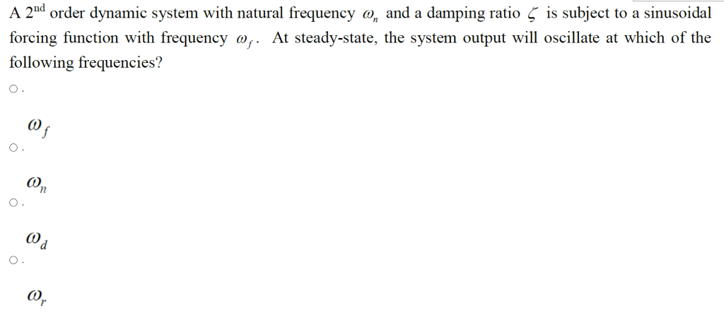 Solved A 2nd order dynamic system with natural frequency on | Chegg.com