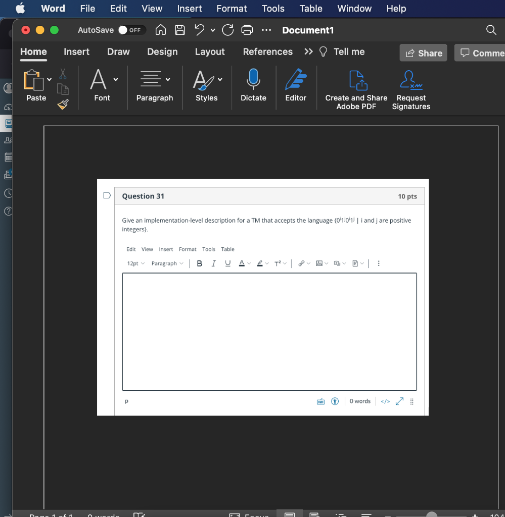 Solved Word File Edit View Insert Format Tools Table Window | Chegg.com