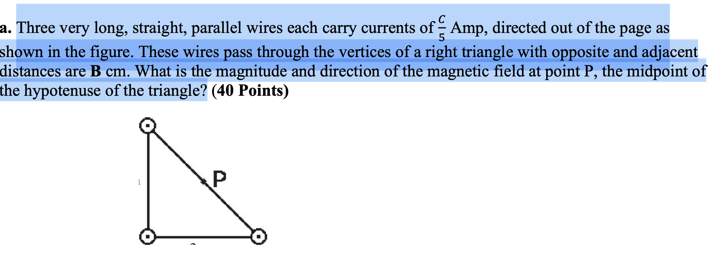 Solved Three very long, straight, parallel wires each carry | Chegg.com