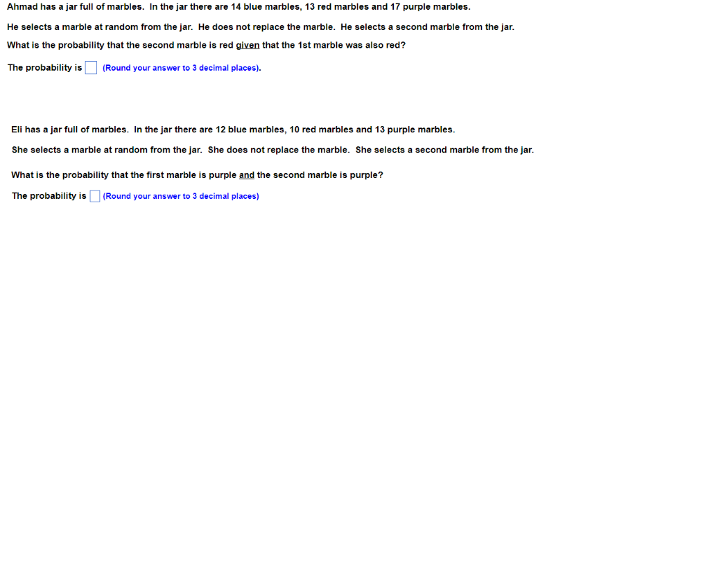 Solved Ahmad has a jar full of marbles. In the jar there are | Chegg.com