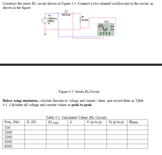 Solved Construct the series RL circuit shown in Figure 4.3. | Chegg.com
