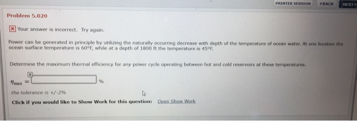 Solved PRINTER VERSION 4BACK NEXT Problem 5.020 [X] Your | Chegg.com