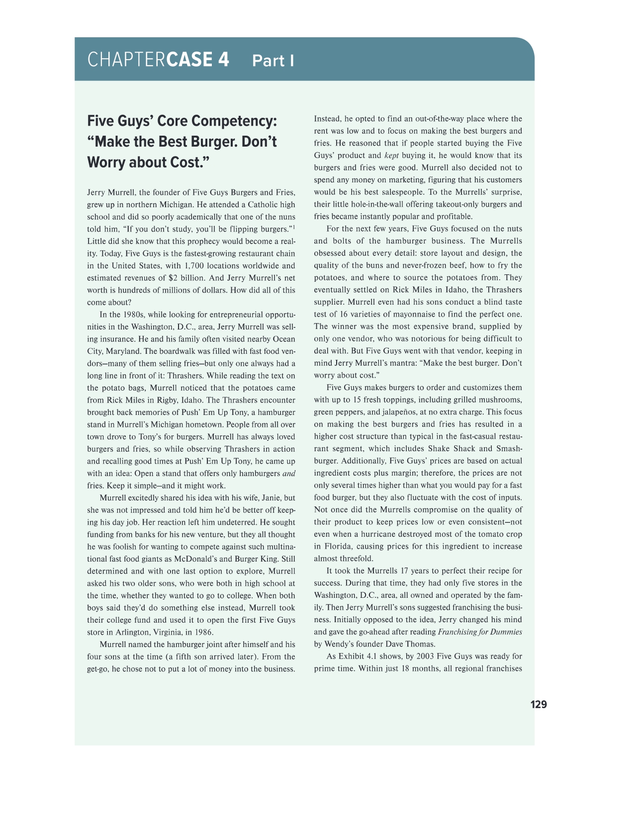 Solved Read the case in Chapter 4 and conduct your own | Chegg.com