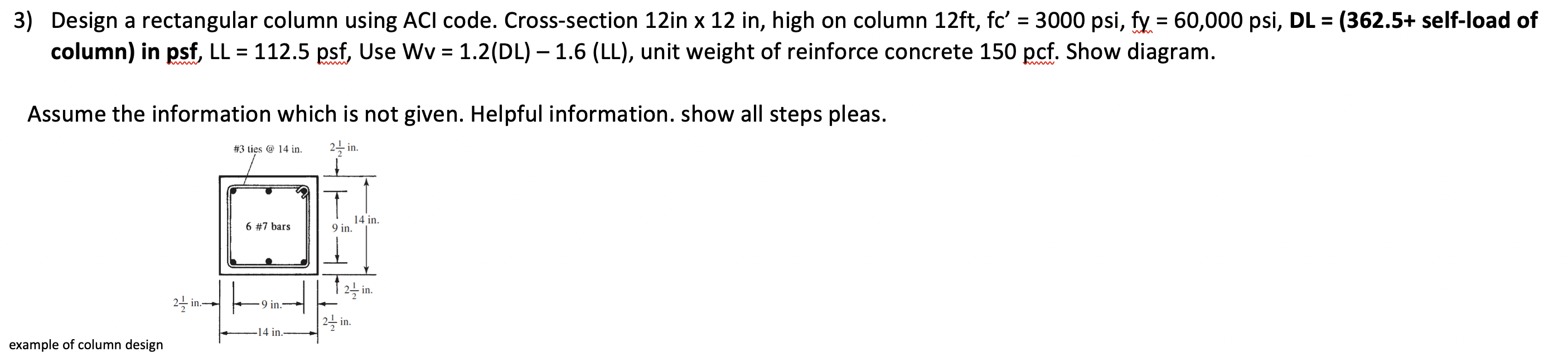 Solved 3) Design a rectangular column using ACI code. | Chegg.com