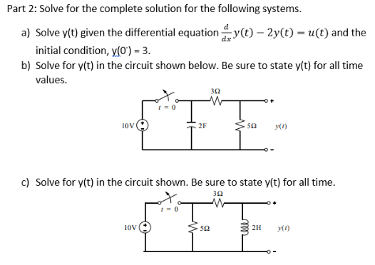 Part 2: Solve for the complete solution for the | Chegg.com