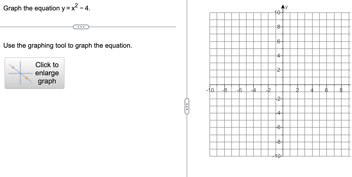 Solved Graph the equation y=x2-4Use the graphing tool to | Chegg.com