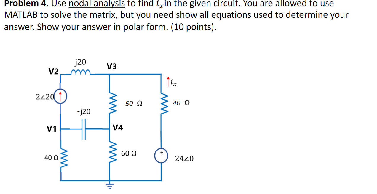 Solved Problem 4. Use nodal analysis to find ix in the given | Chegg.com