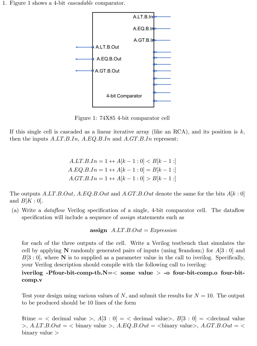 Solved 1. Figure 1 shows a 4-bit cascadable comparator. | Chegg.com
