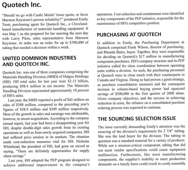 Solved Quotech Inc. operations. Cost reduction and | Chegg.com