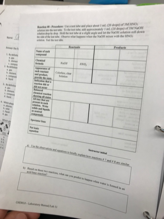 Date Section Instructor's signature_ Name Partner | Chegg.com