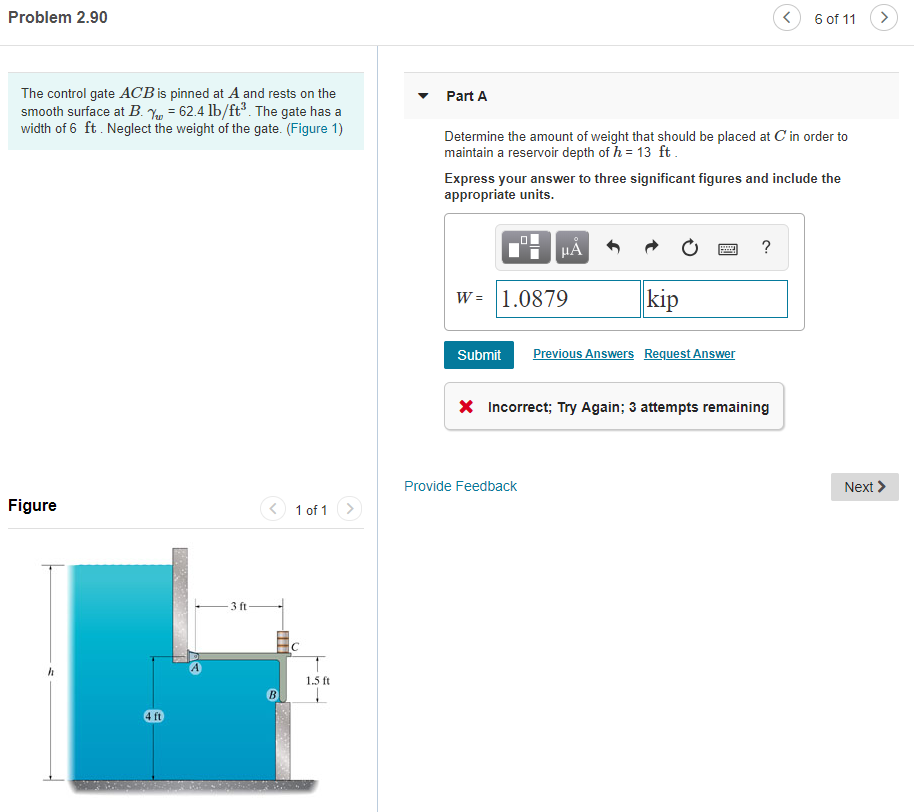 Solved The control gate ACB is pinned at A and rests on the | Chegg.com