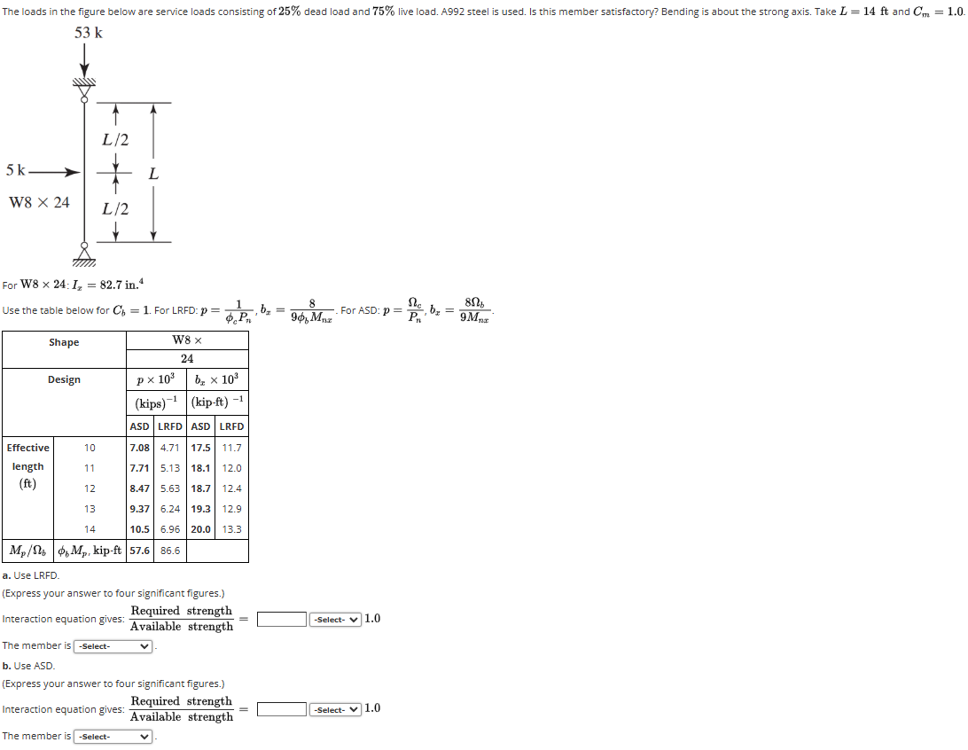 Solved The loads in ﻿the figure below are service loads | Chegg.com